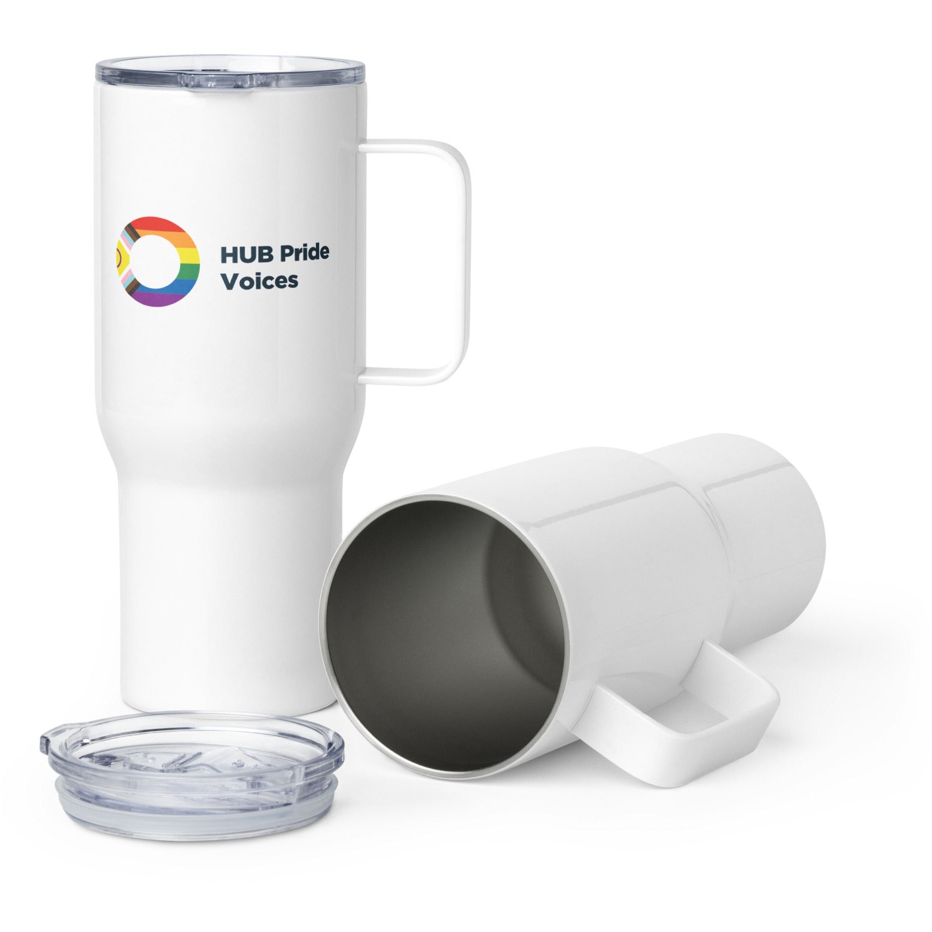 Hub Pride Voices Travel mug with a handle – HUB BrandShop